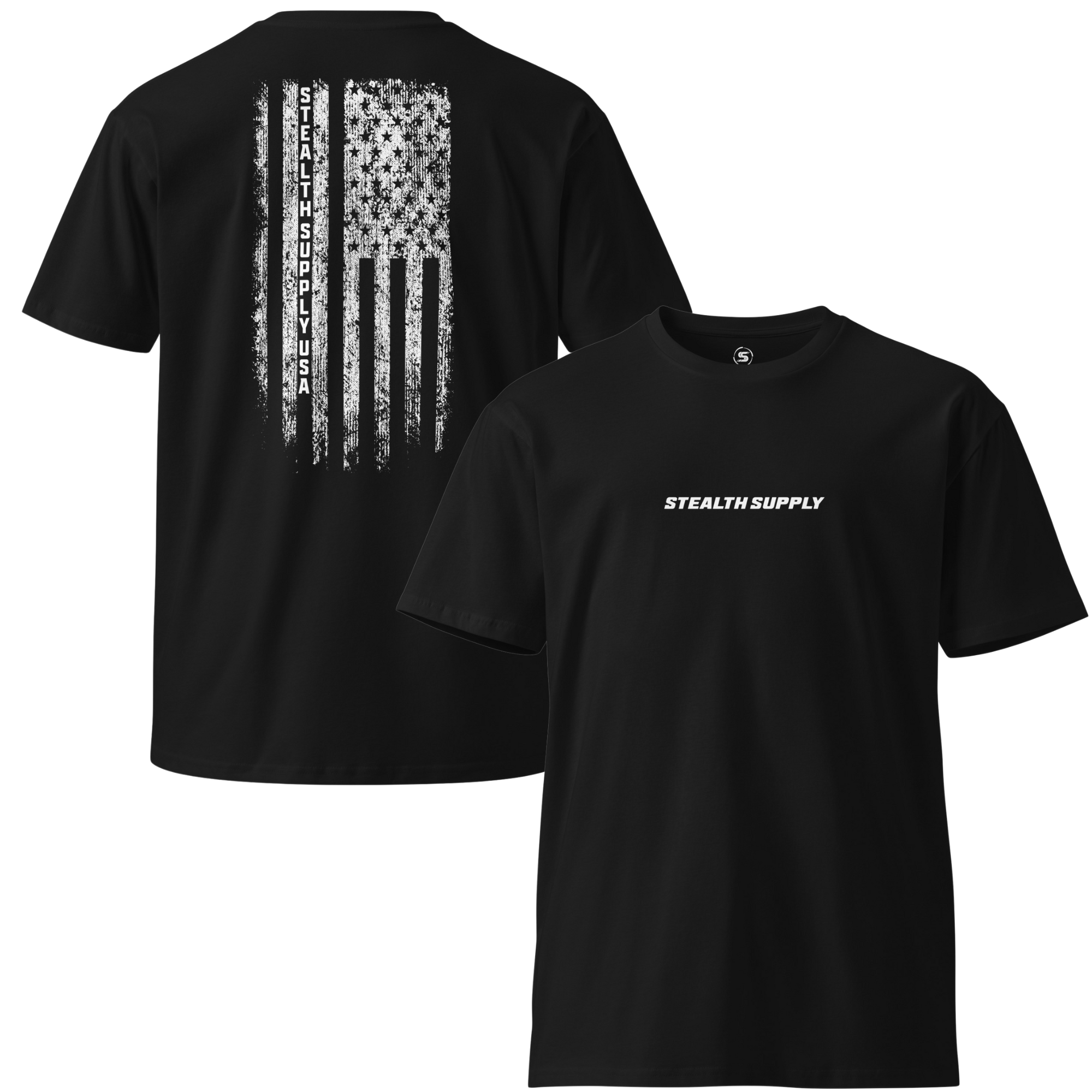 Stealth American Flag Tee (Black)